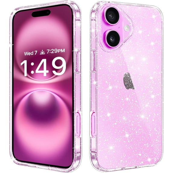 CFHADD-Compatible with iPhone 16 Plus Case Clear Glitter, Hard PC Back ...