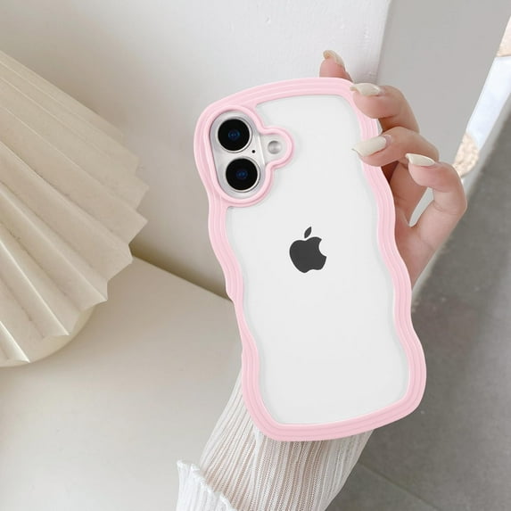 CFHADD-Compatible with iPhone 16 Plus Case, Cute Curly Wave Frame Clear ...