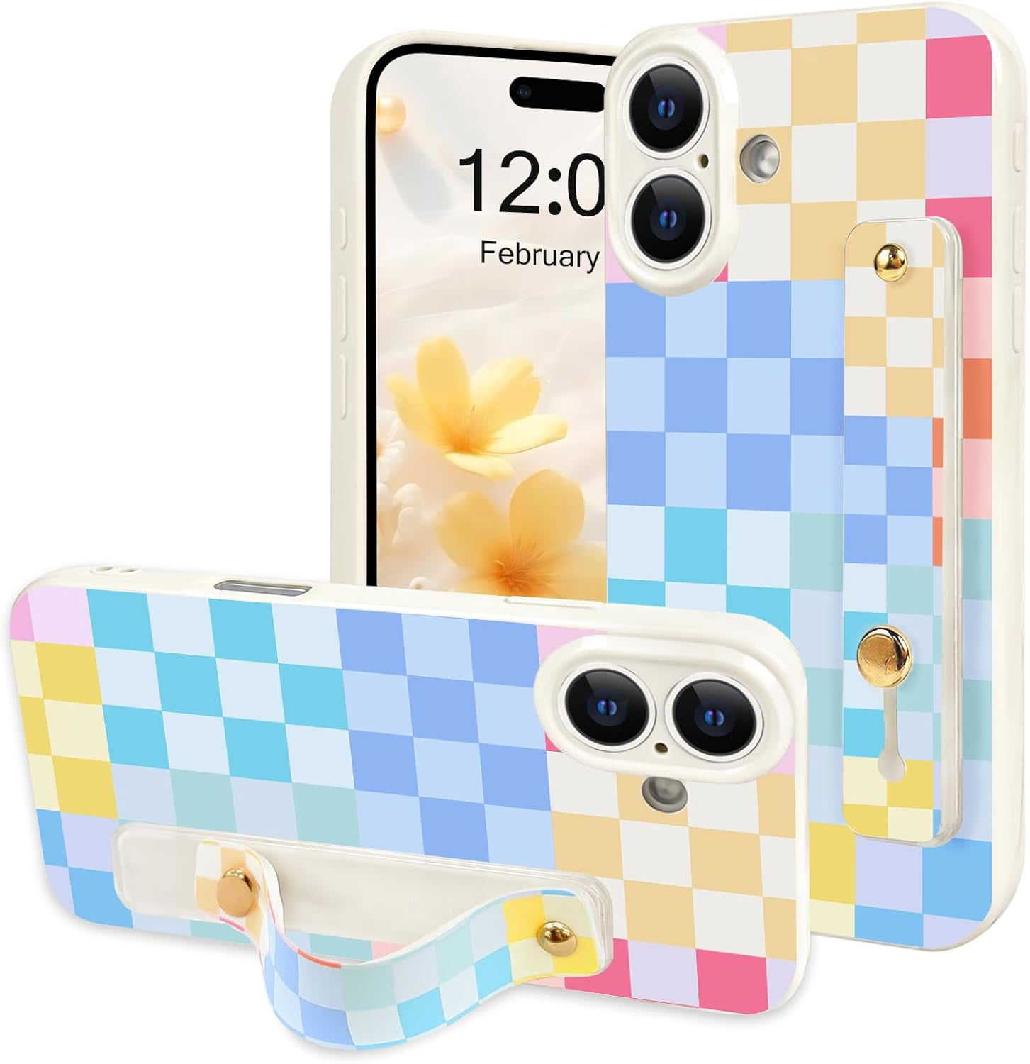 CFHADD-Compatible for iPhone 17 Case with Wrist Strap Kickstand Cute ...