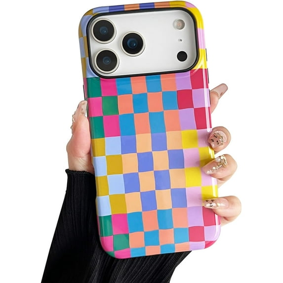 CFHADD-Compatible with iPhone 17 Pro Max Case, Cute Colorful Checkered ...