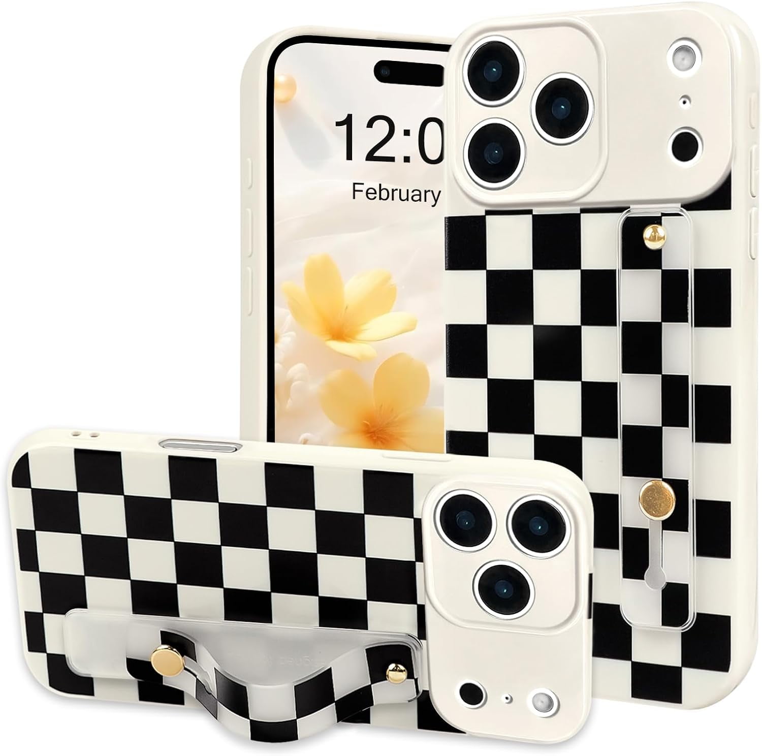 CFHADD-Compatible for iPhone 17 Pro Max Case with Wrist Strap Kickstand ...