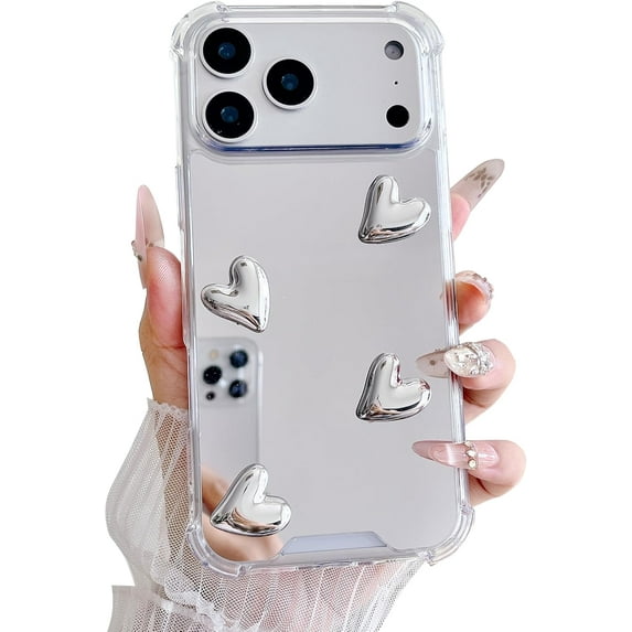 CFHADD-Compatible with iPhone 17 Pro Max case,Mirror Senior Silver Cute ...