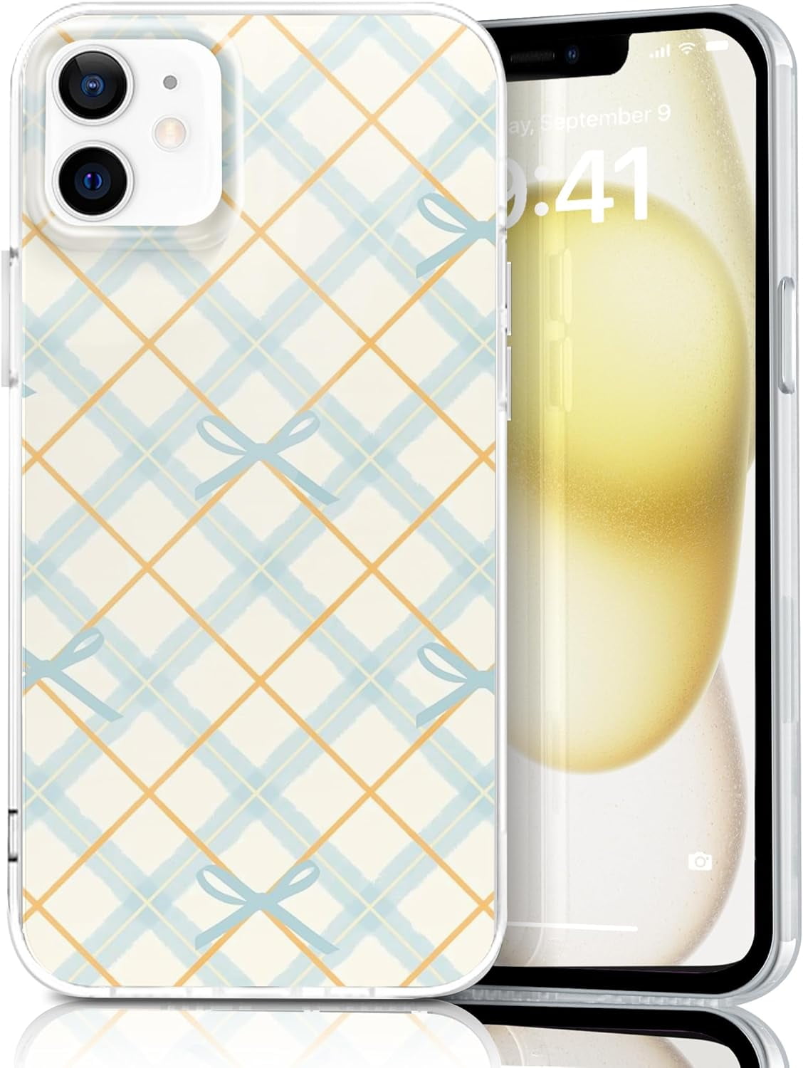CFHADD-Compatible with iPhone 12 Case 12 Pro Case, Cute Plaid with Bow ...