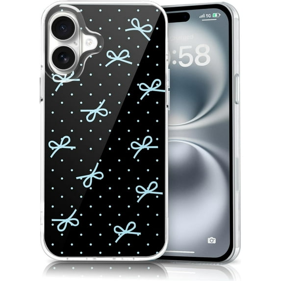 CFHADD-Compatible with iPhone 16 Case, Cute Polka Dot with Bow Design ...