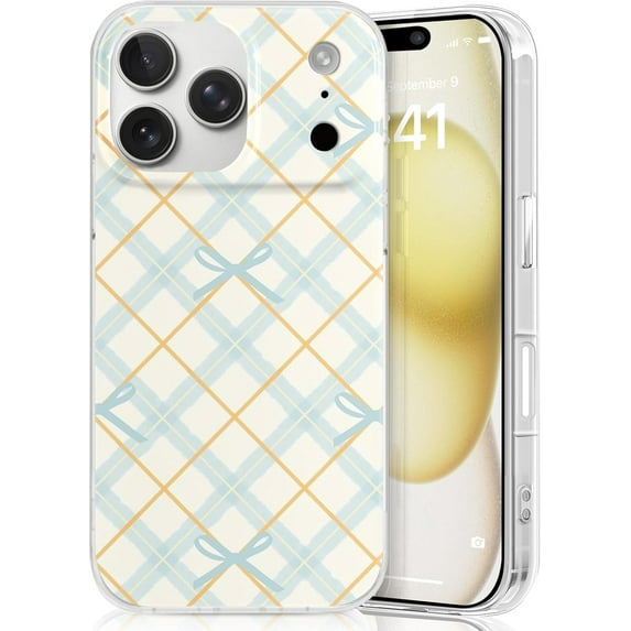 CFHADD-Compatible with iPhone 17 Pro Case, Cute Plaid with Bow Design ...