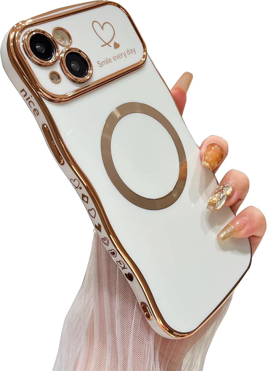 CFHADD-Magnetic Case for iPhone 13 Work with Magsafe, Curly Wave Shape ...