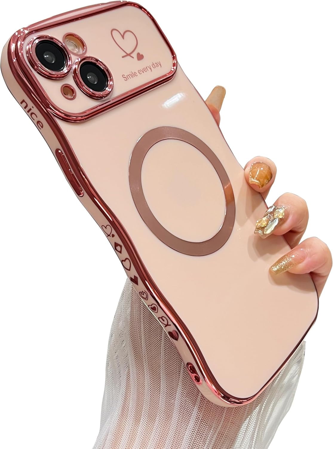 CFHADD-Magnetic Case for iPhone 15 Work with Magsafe, Curly Wave Shape ...