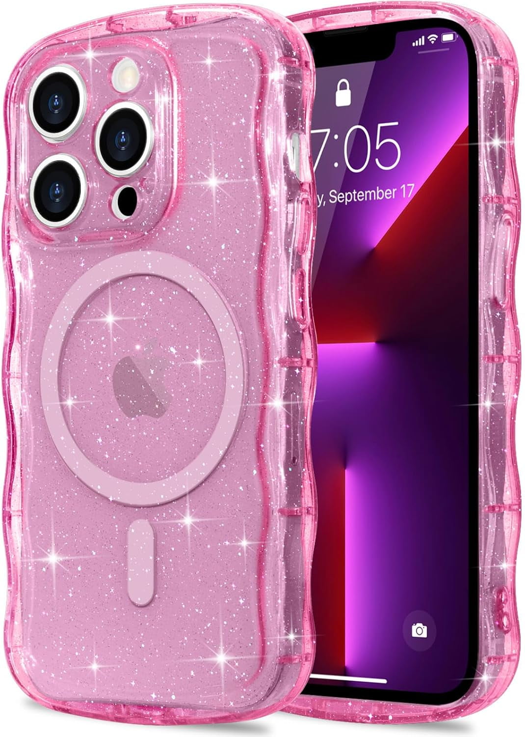 CFHADD-Magnetic for iPhone 13 Pro Case Clear, Sparkly Bling Glitter ...