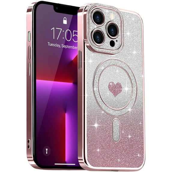 CFHADD-Magnetic for iPhone 13 Pro Max Case Glitter, Cute Love Heart ...