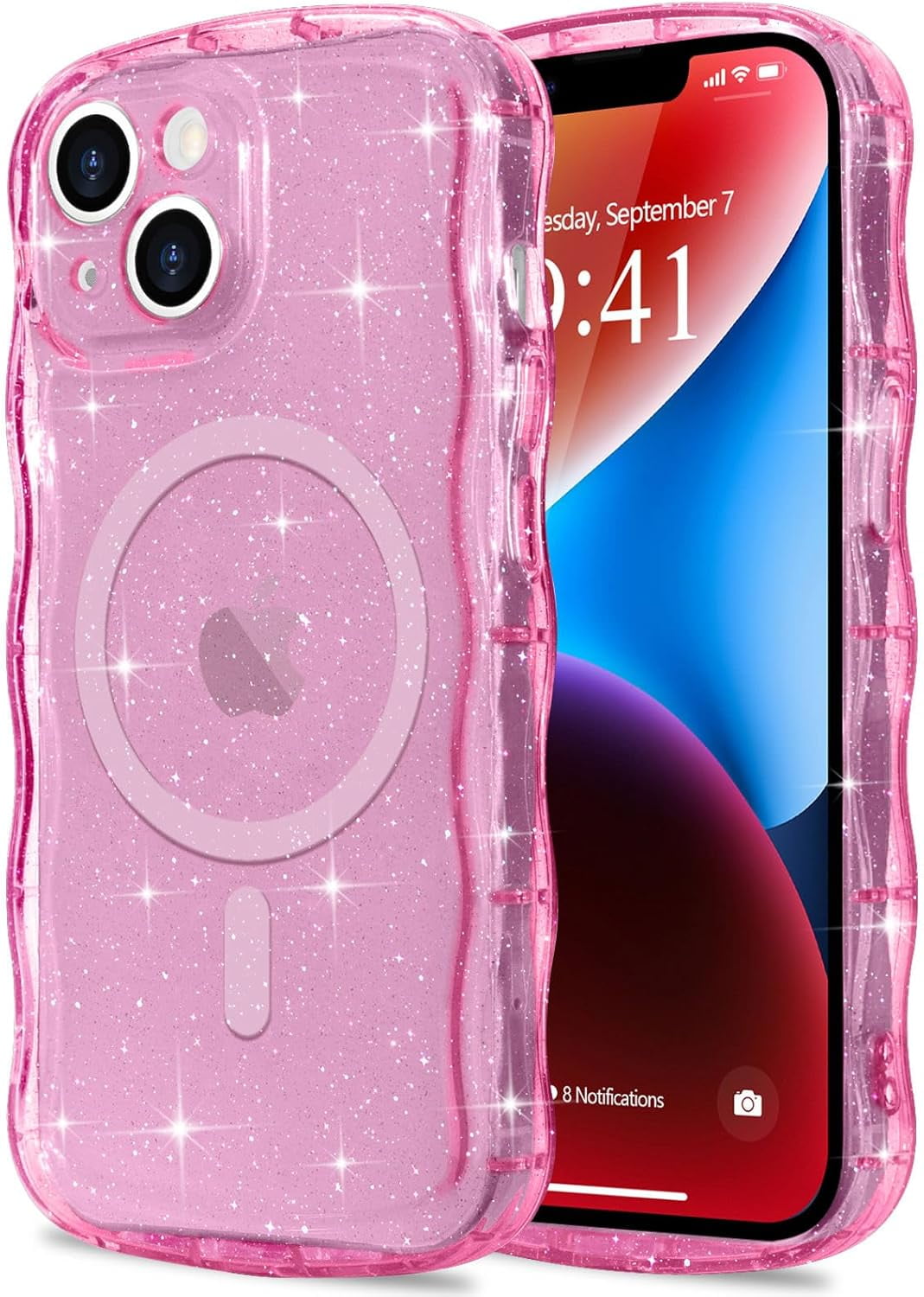 CFHADD-Magnetic for iPhone 14/13 Case Clear, Sparkly Bling Glitter Cute ...