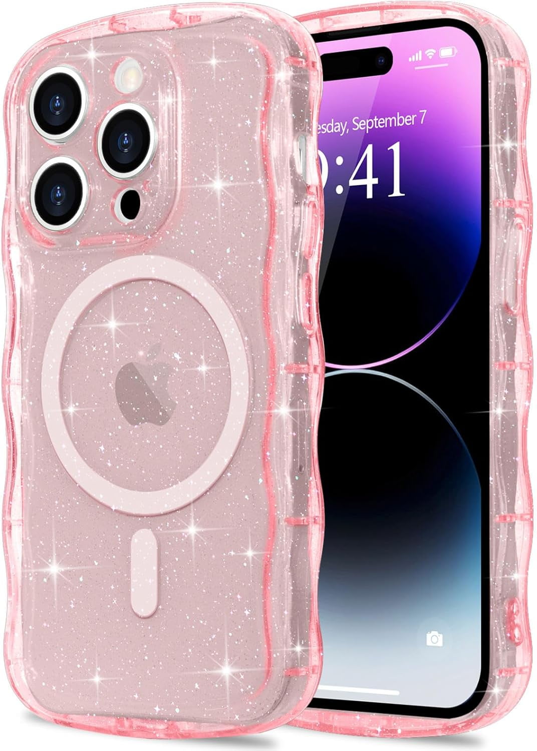 CFHADD-Magnetic for iPhone 14 Pro Max Case Clear, Sparkly Bling Glitter ...