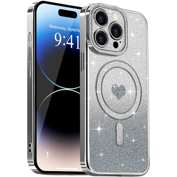 CFHADD-Magnetic for iPhone 14 Pro Max Case Glitter, Cute Love Heart ...