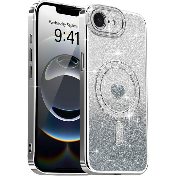 CFHADD-Magnetic for iPhone 16e Case Glitter, Cute Love Heart Plating ...