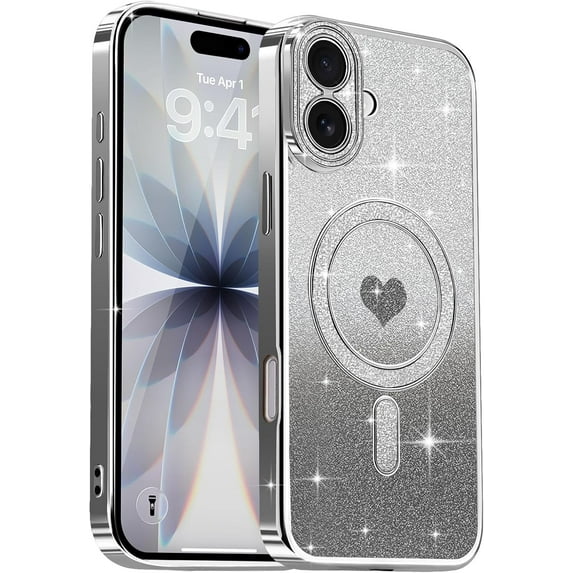 CFHADD-Magnetic for iPhone 17 Case Glitter, Cute Love Heart Plating ...