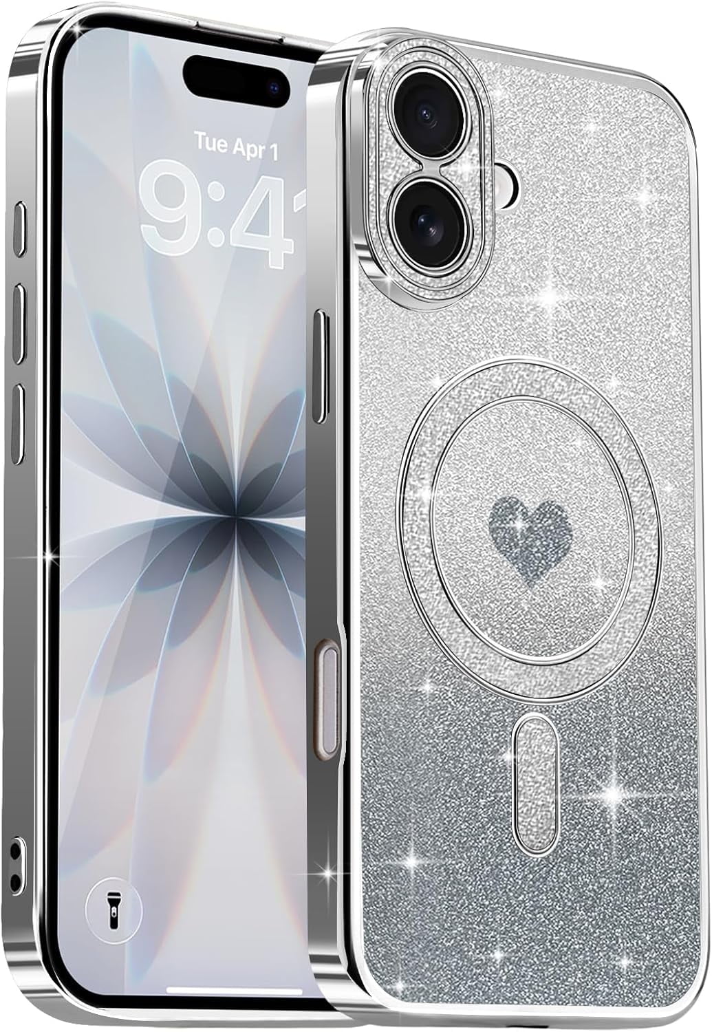 CFHADD-Magnetic for iPhone 17 Case Glitter, Cute Love Heart Plating ...