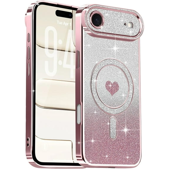 CFHADD-Magnetic for iPhone Air Case Glitter, Cute Love Heart Plating ...