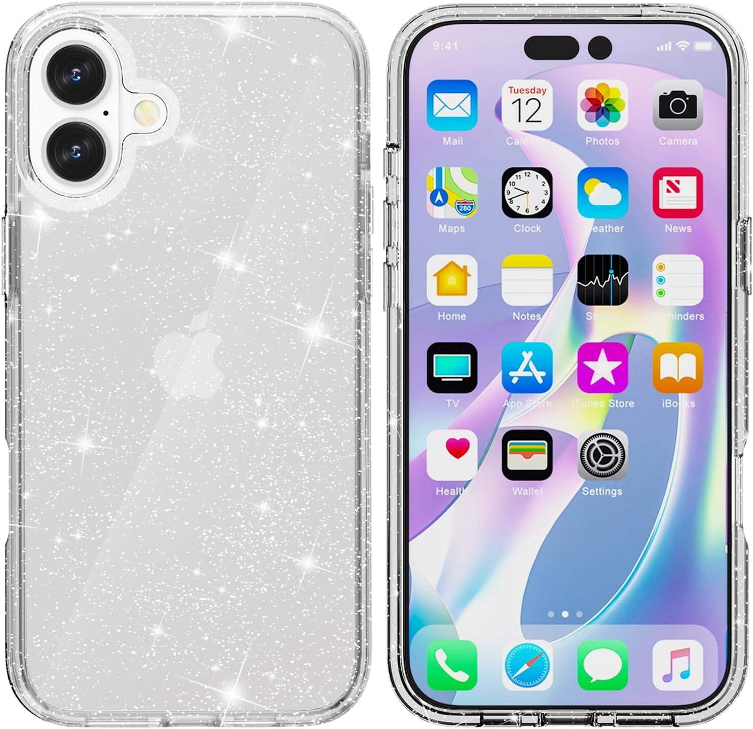 CFHADD-Phone Case Compatible with iPhone 16 Plus, Glitter Case Clear ...