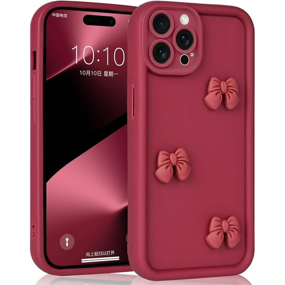 CFHADD-Wine Red Bow Case for iPhone 12 Pro, Stylish Aesthetic Trendy ...