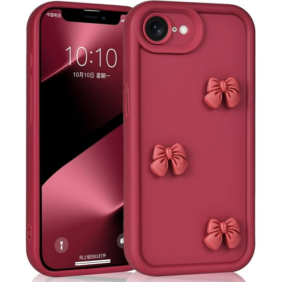 CFHADD-Wine Red Bow Case for iPhone 16e, Stylish Aesthetic Trendy ...