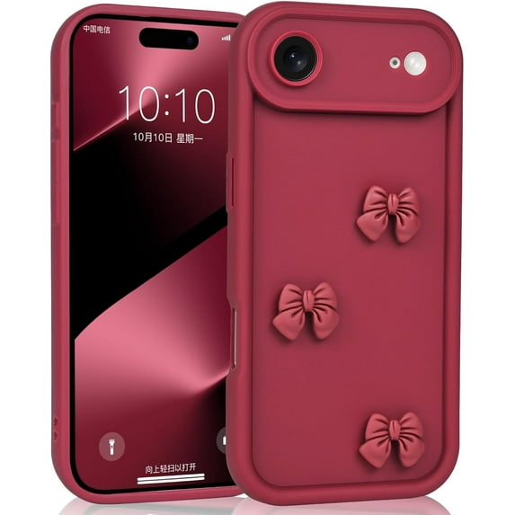 CFHADD-Wine Red Bow Case for iPhone 17 Air, Stylish Aesthetic Trendy ...