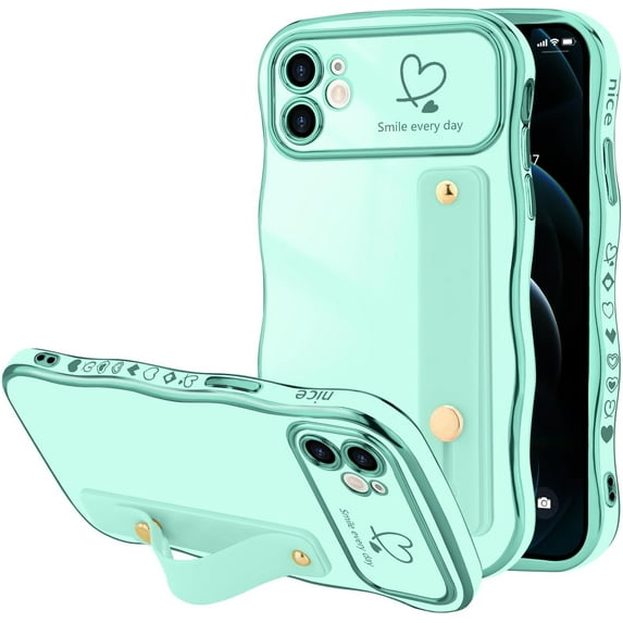 CFHADD-for iPhone 12 Case for Women Girls with Strap, Wave Frame Cute ...