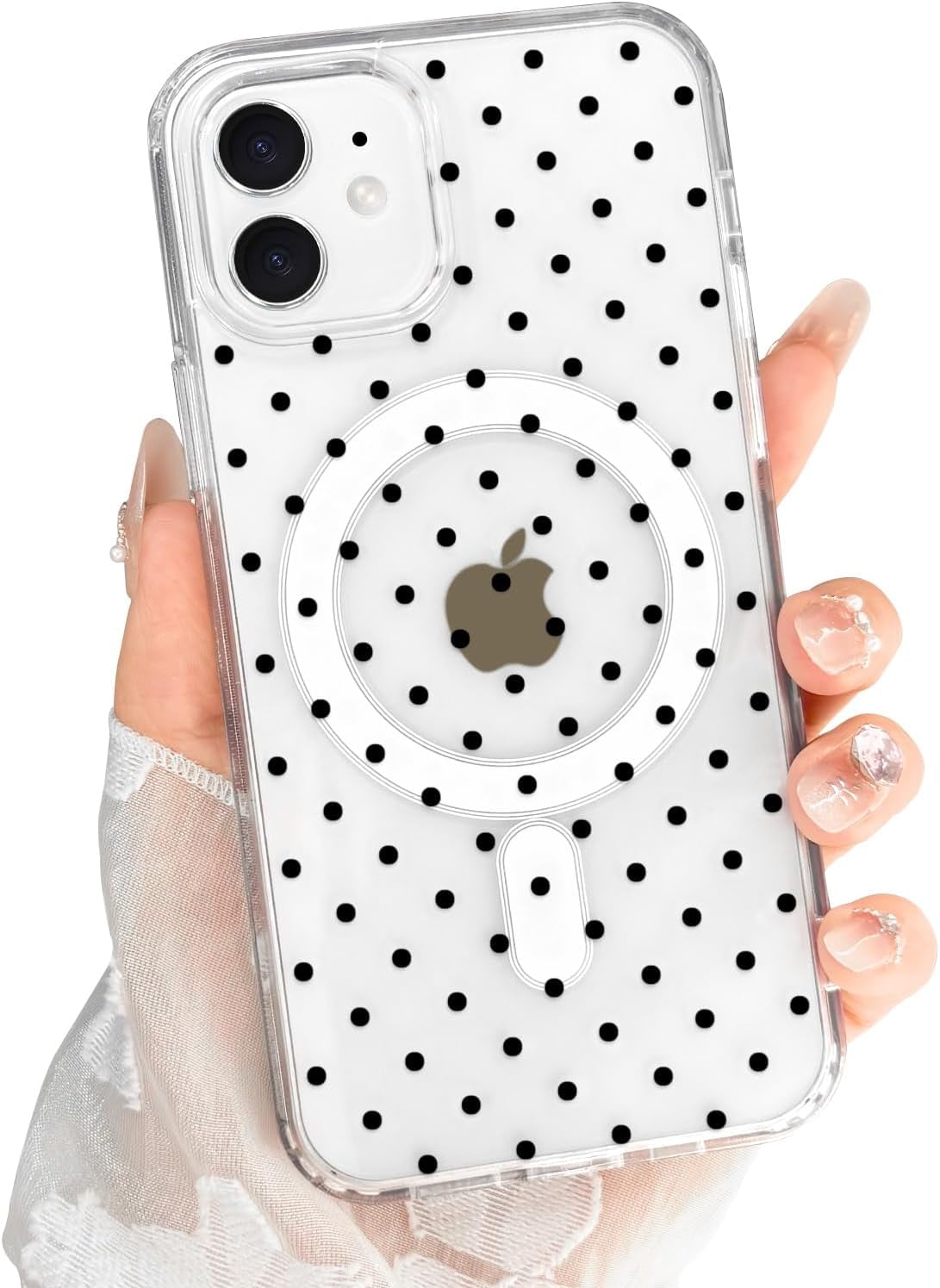 CFHADD-for iPhone 12 Clear Magnetic, Case with Cute Fashion Polka Dot ...