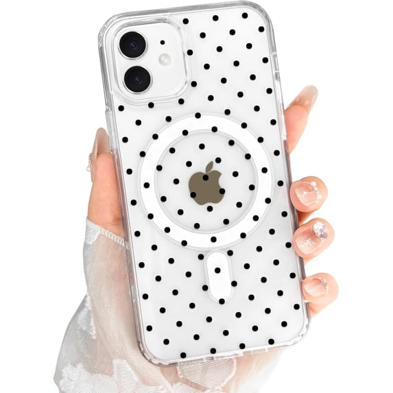 CFHADD-for iPhone 12 Clear Magnetic, Case with Cute Fashion Polka Dot ...