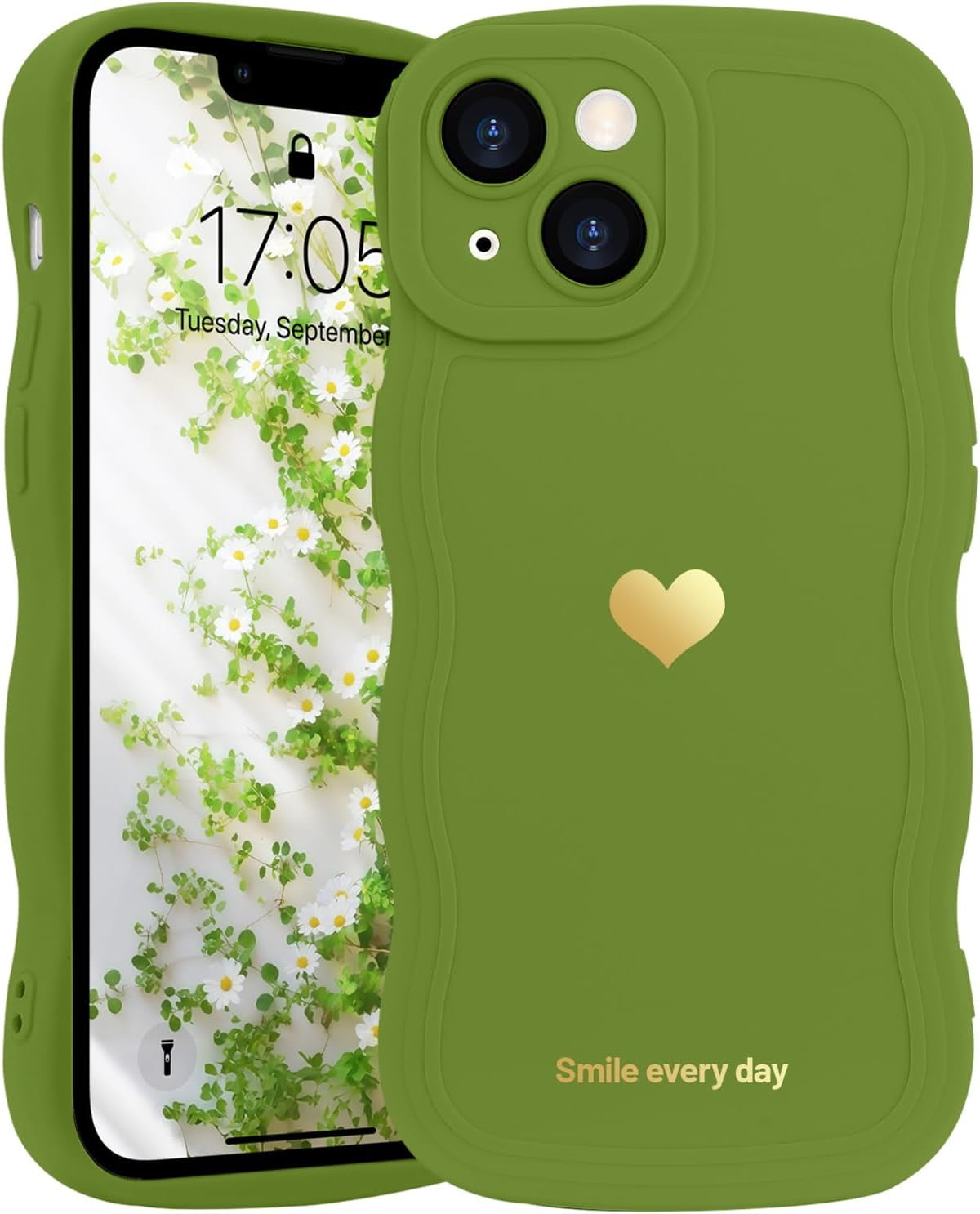 CFHADD-for iPhone 13 Case Cute Heart Simple Wave Frame Case Aesthetic ...