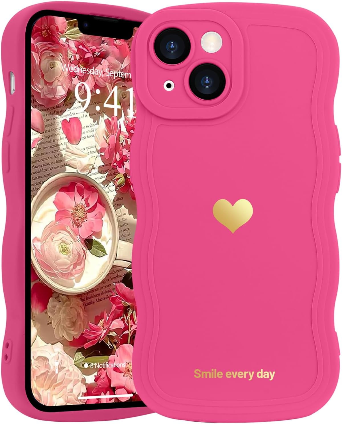 CFHADD-for iPhone 13 Case Cute Heart Simple Wave Frame Case Aesthetic ...