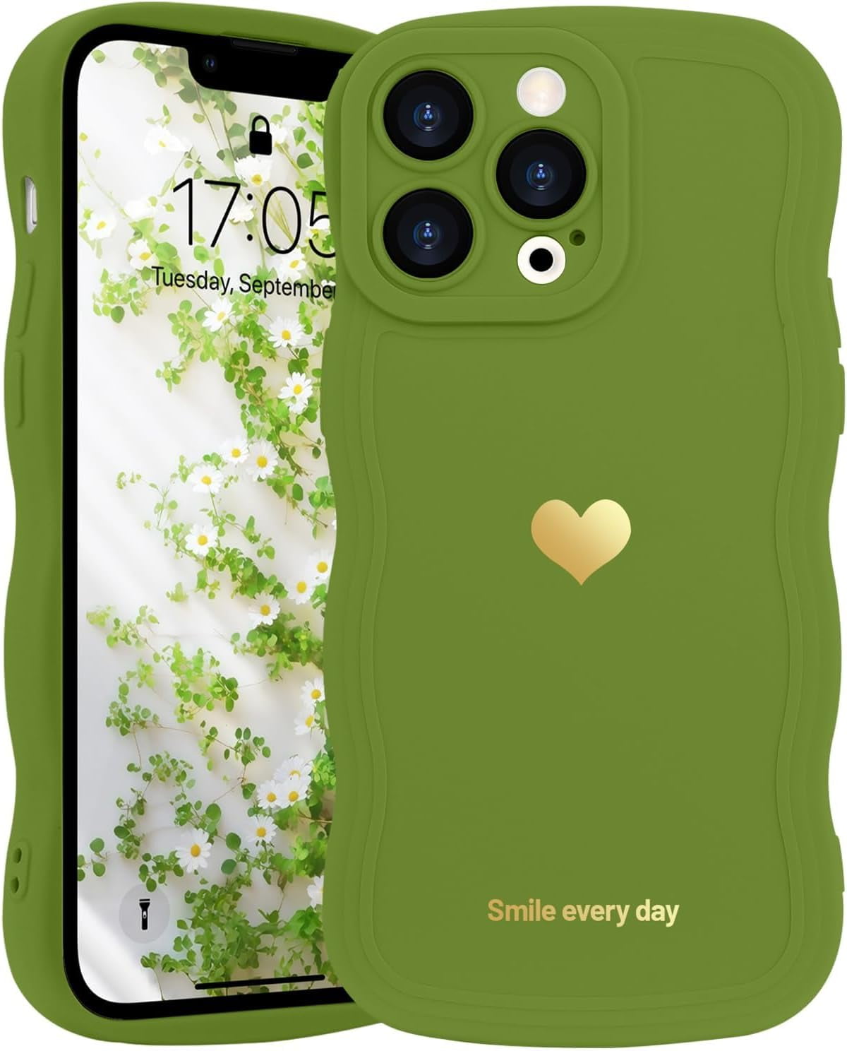 CFHADD-for iPhone 13 Pro Case Cute Heart Simple Wave Frame Case ...