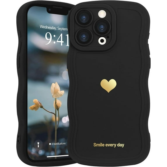 CFHADD-for iPhone 13 Pro Case Cute Heart Simple Wave Frame Case ...