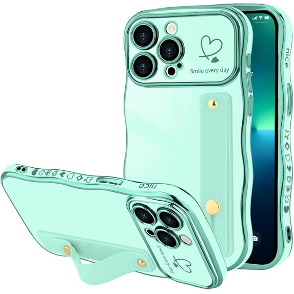 CFHADD-for iPhone 13 Pro Case for Women Girls with Strap, Wave Frame ...