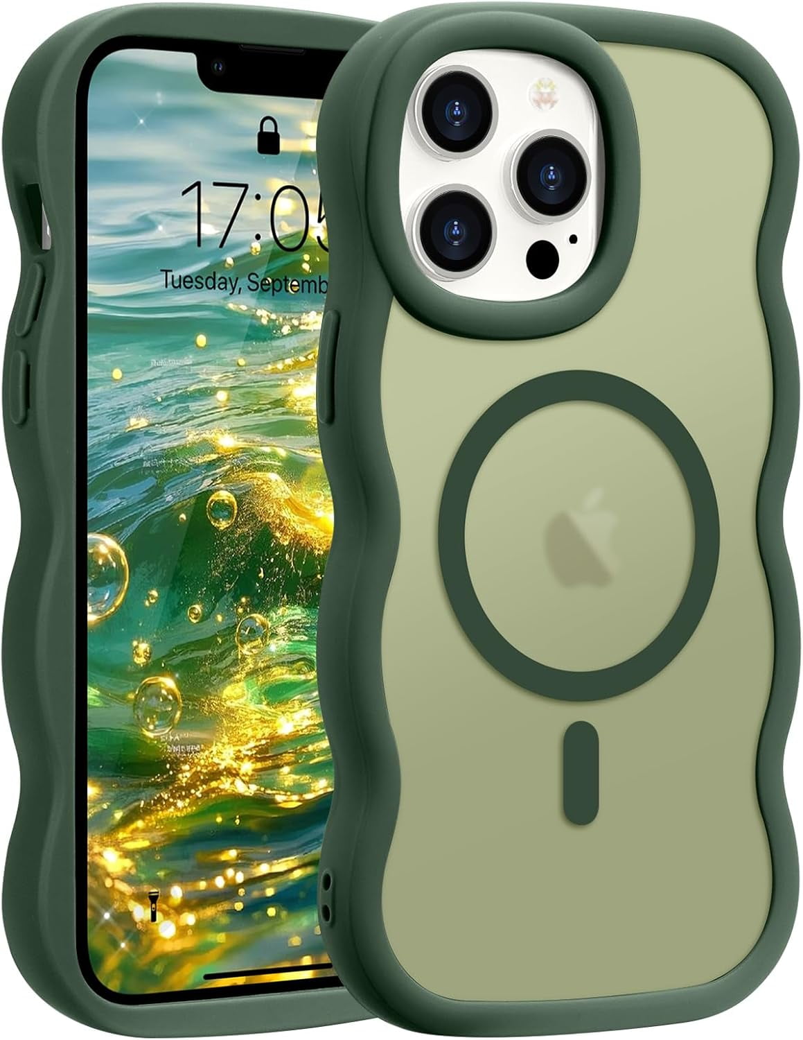 CFHADD-for iPhone 13 Pro Max Case, Curly Wavy Frame Hard Translucent ...