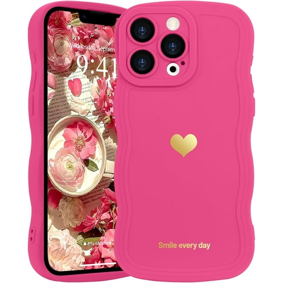 CFHADD-for iPhone 13 Pro Max Case Cute Heart Simple Wave Frame Case ...