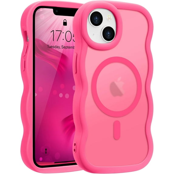 CFHADD-for iPhone 14/15 Plus Case, Curly Wave Frame Hard Translucent ...