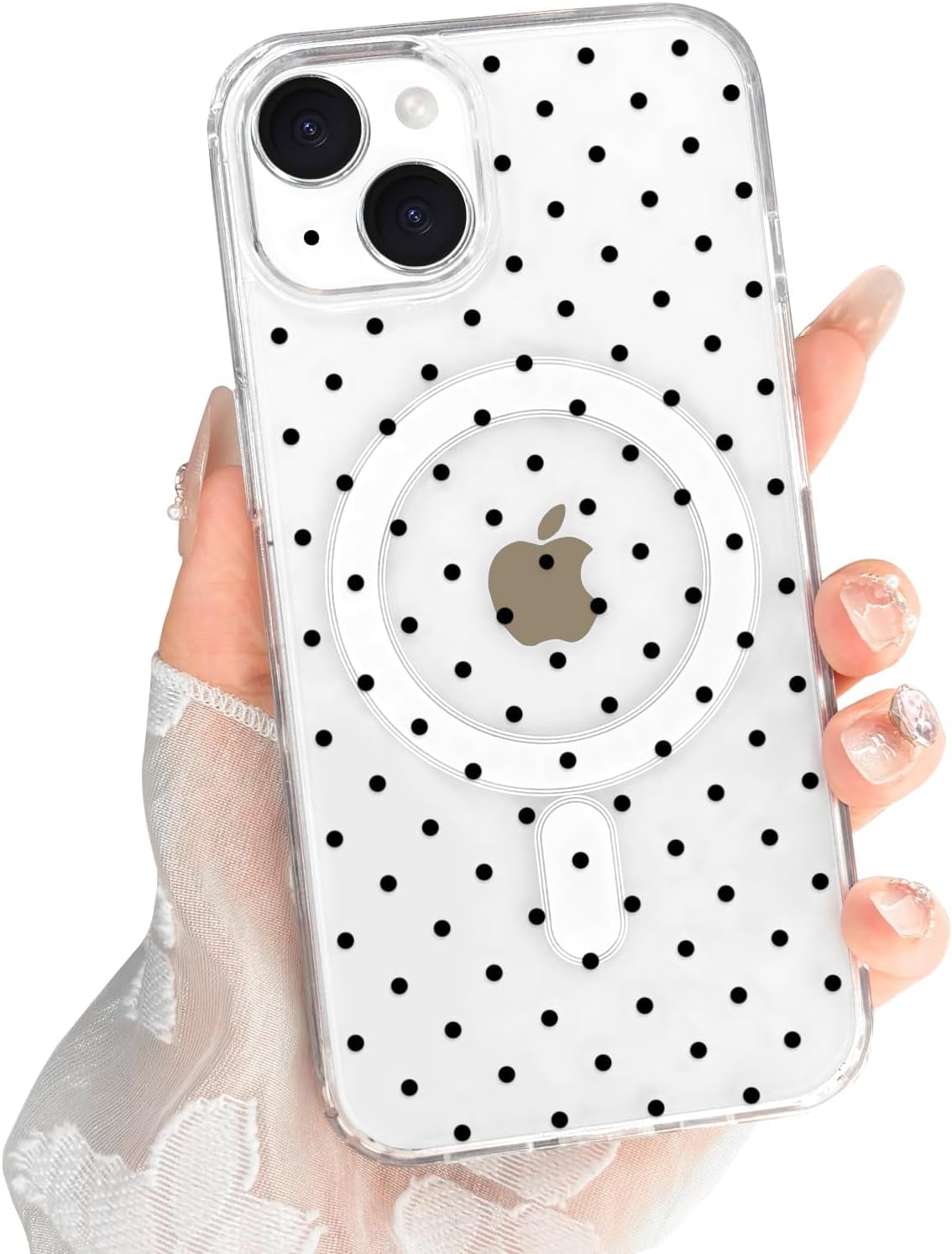 CFHADD-for iPhone 14 Clear Magnetic, Case with Cute Fashion Polka Dot ...
