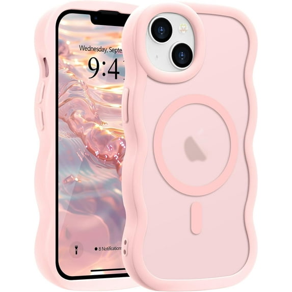 CFHADD-for iPhone 14 Plus/iPhone 15 Plus Case, Curly Wave Frame Hard ...