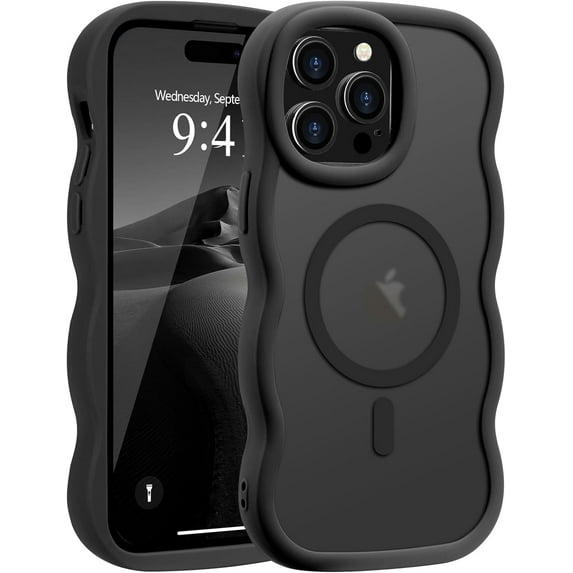 CFHADD-for iPhone 14 Pro Case, Curly Wave Frame Hard Translucent Matte ...