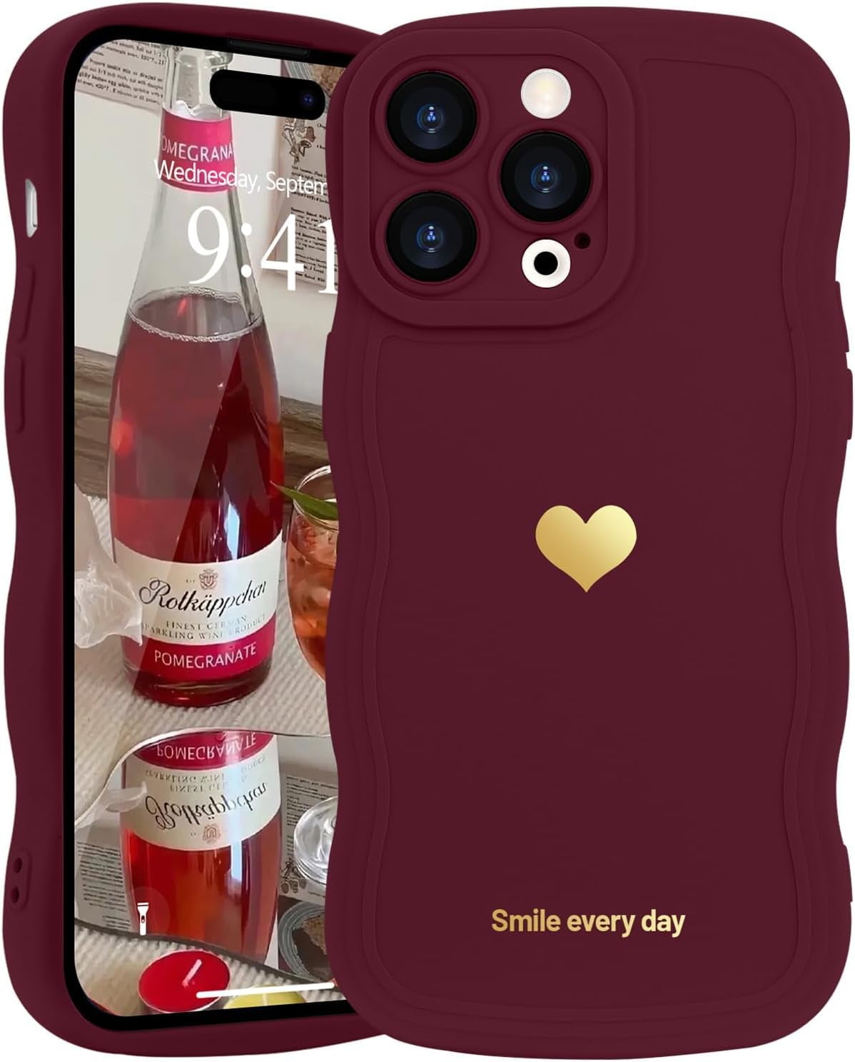 CFHADD-for iPhone 14 Pro Case Cute Heart Simple Wave Frame Case ...