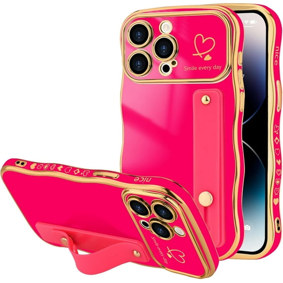 CFHADD-for iPhone 14 Pro Max Case for Women Girls with Strap, Wave ...