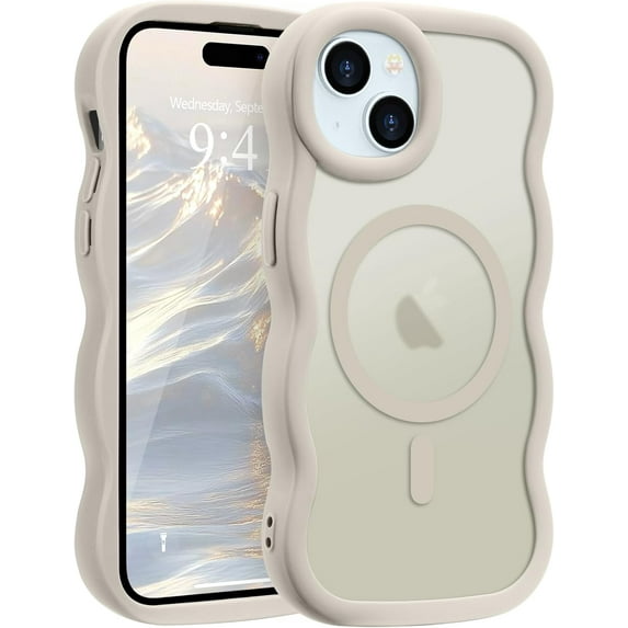 CFHADD-for iPhone 15 Case, Curly Wavy Frame Hard Translucent Matte ...
