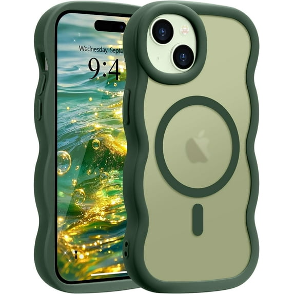 CFHADD-for iPhone 15 Case, Curly Wavy Frame Hard Translucent Matte ...