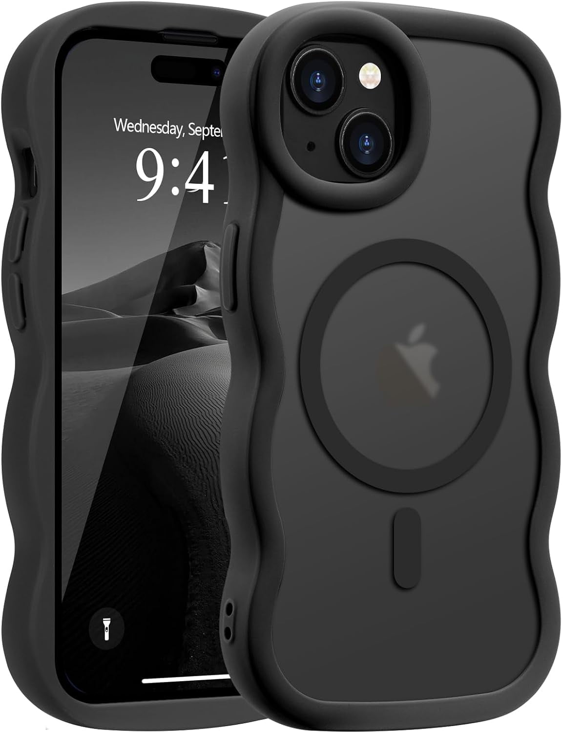 CFHADD-for iPhone 15 Case, Curly Wavy Frame Hard Translucent Matte ...