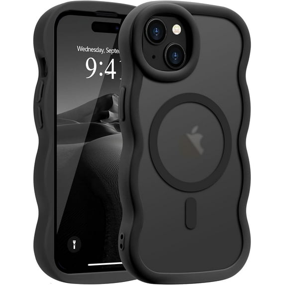 CFHADD-for iPhone 15 Case, Curly Wavy Frame Hard Translucent Matte ...