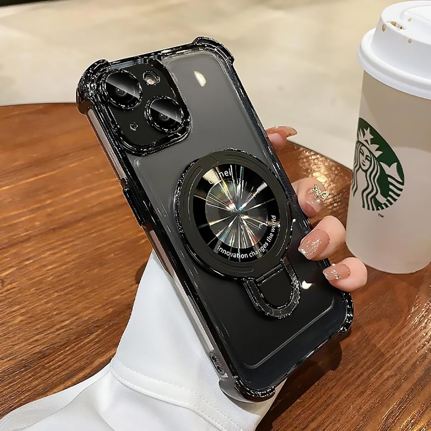 CFHADD-for iPhone 15 Case with Magnetic Ring Stand,[Compatible with ...