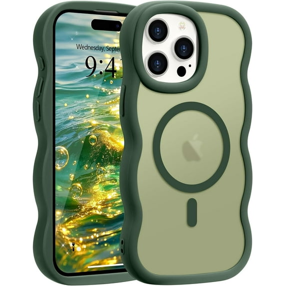 CFHADD-for iPhone 15 Pro Case, Curly Wavy Frame Hard Translucent Matte ...