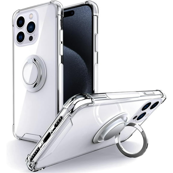 CFHADD-for iPhone 15 Pro Max Case Clear with Ring Kickstand, Protective ...