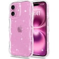 CFHADD-for iPhone 16 Case Clear, Cute Sparkly Bling Glitter Curly Wave ...