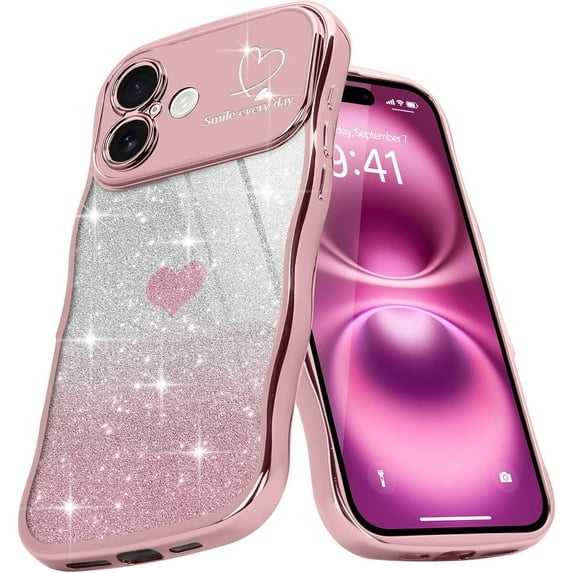 CFHADD-for iPhone 16 Case for Women Girls Cute Curly Wavy Frame Love ...