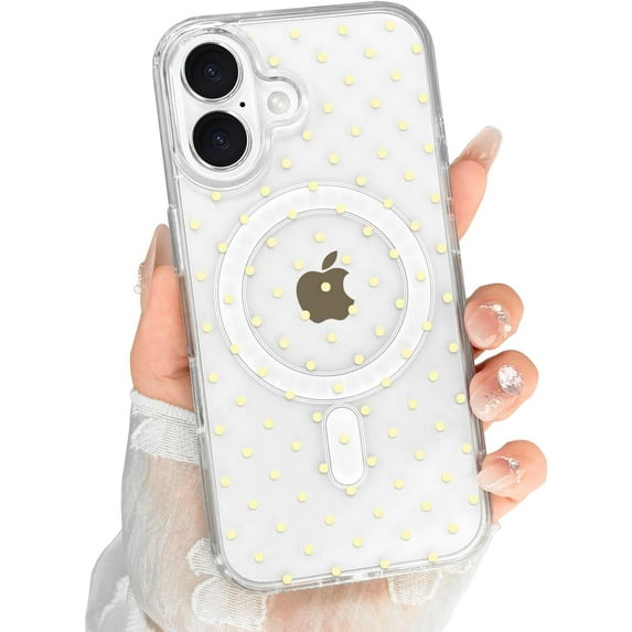 CFHADD-for iPhone 16 Clear Magnetic, Case with Cute Fashion Polka Dot ...